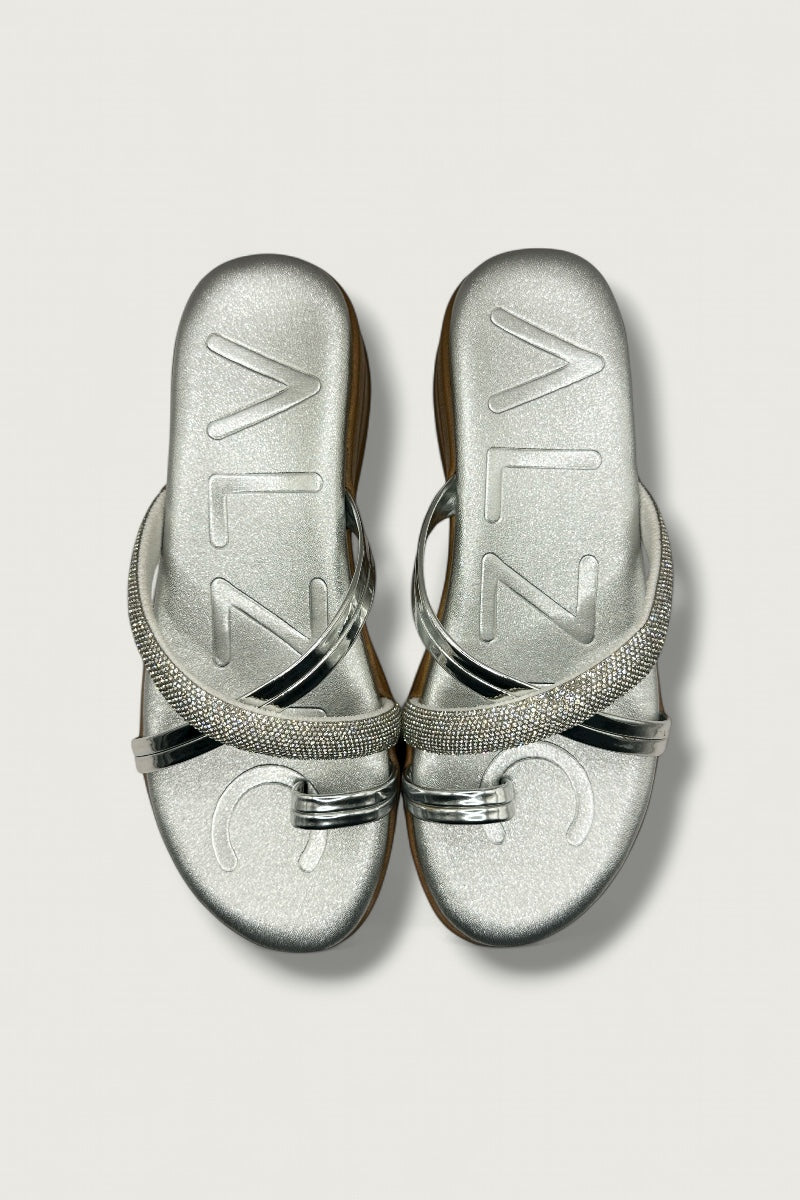 Silver Luxe Crystal Slides – Alzic Lifestyle